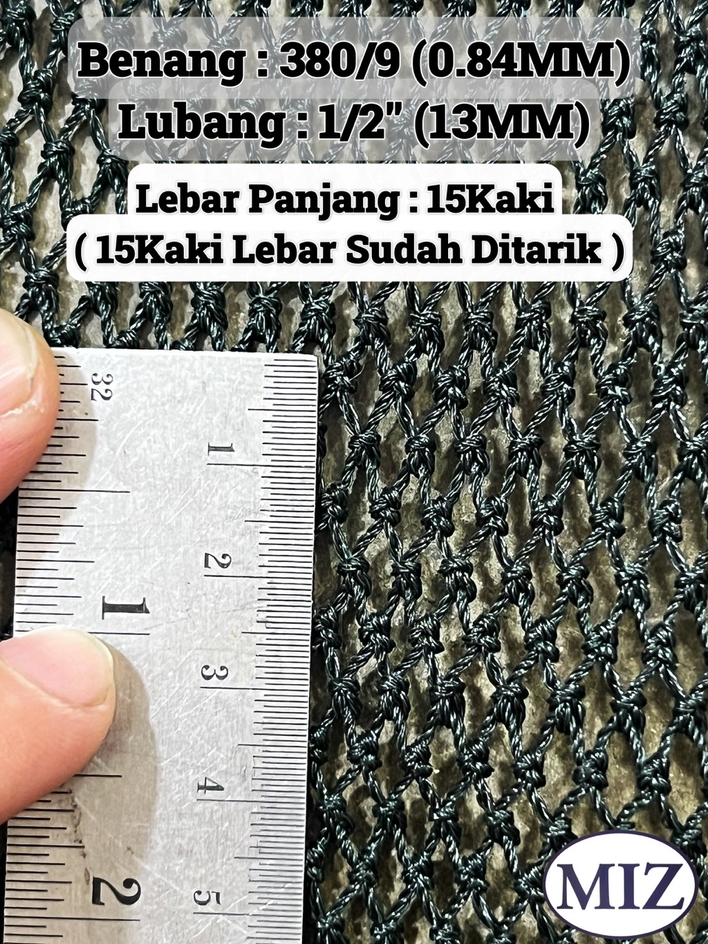 Cut : 1/2"(13MM) 380/9 Fishing Net Pukat Baru PE Poly Net Pukat Laut ...