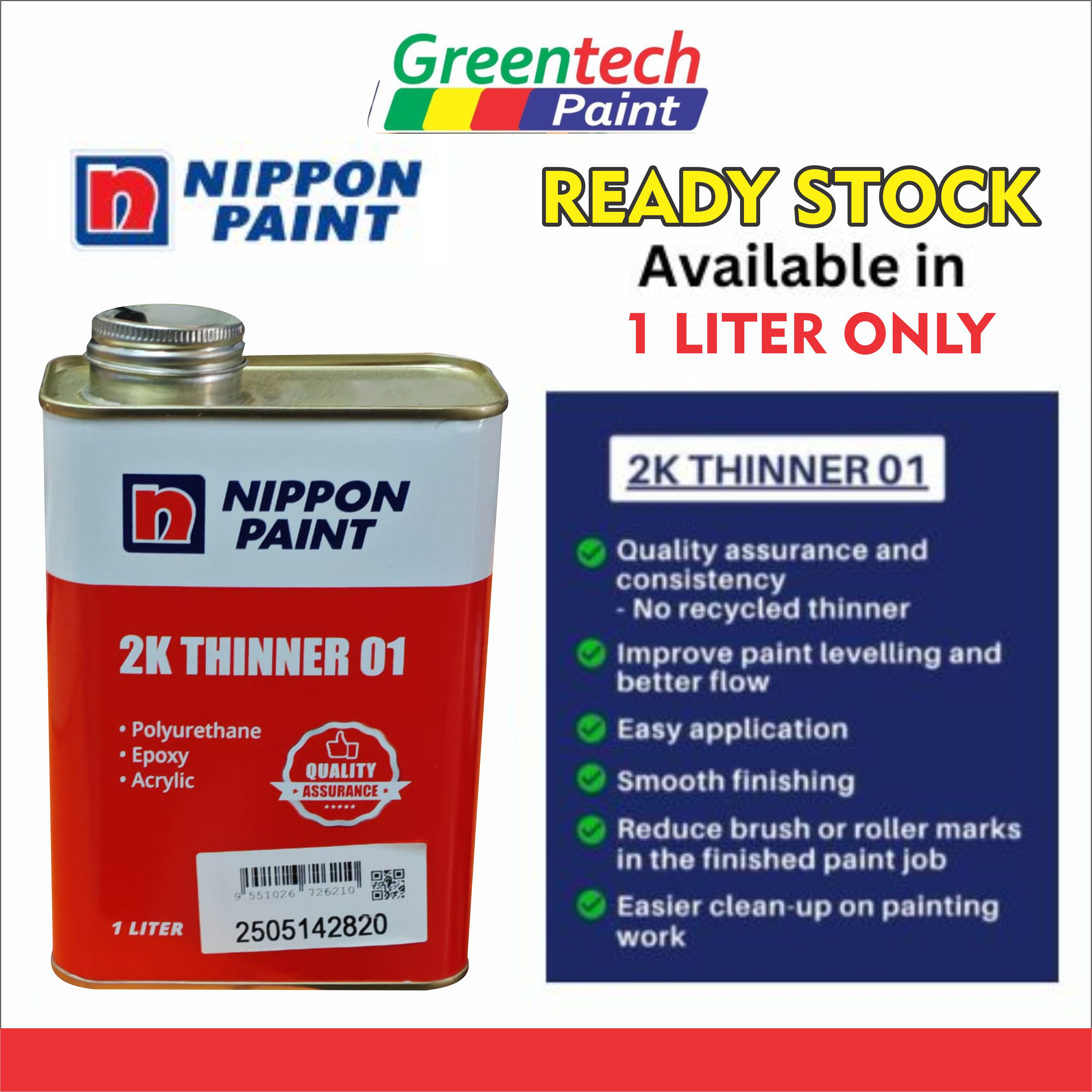 READY STOCK!! 1 LITER NIPPON 2K Thinner Solvent l Thinner Paint l ...