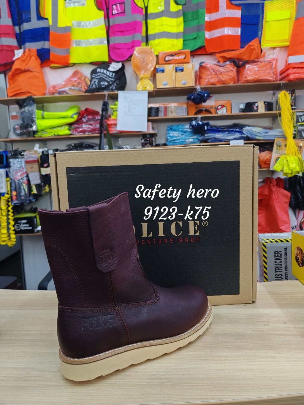 Police Safety shoes Kulit Asli | 9 Inch High Cut Steel Toe Industrial ...