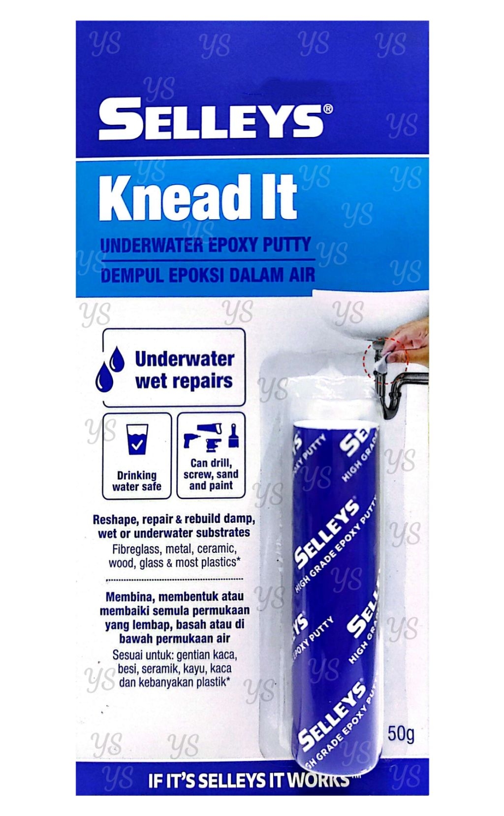 SELLEYS Knead It Underwater Epoxy Putty Dempul Epoksi Dalam Air 50G ...