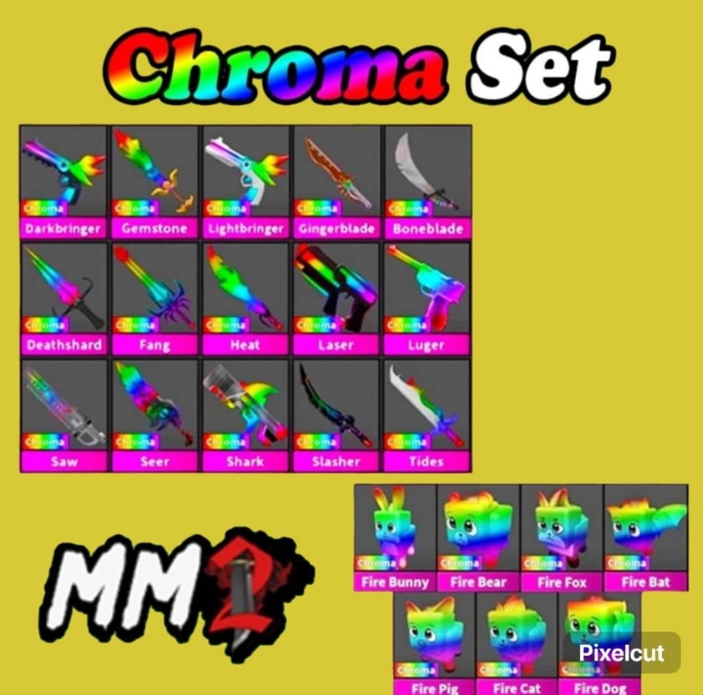 mystery2 mm2 FULL Chroma Set 15 items + 7 Pets mm2 pc game | Shopee ...