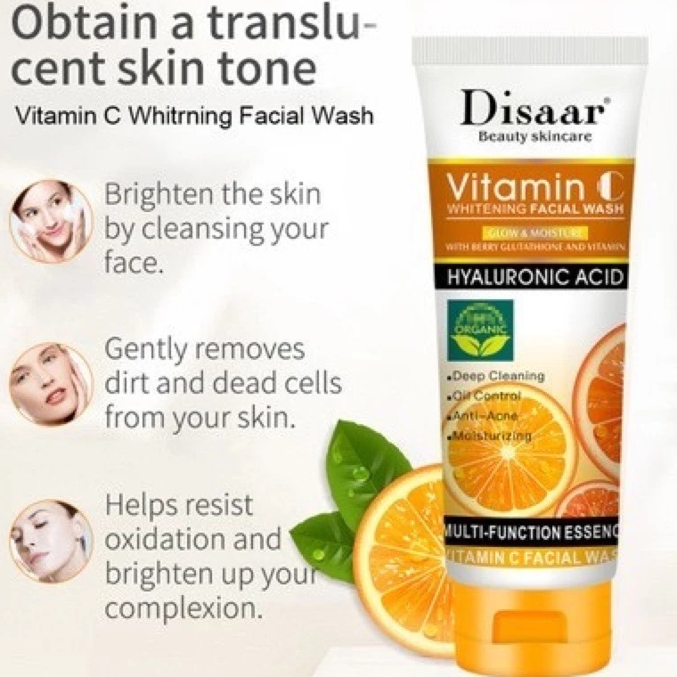 DISAAR HA Vitamin C Glow & Moisture Whitening Facial Cleanser with ...