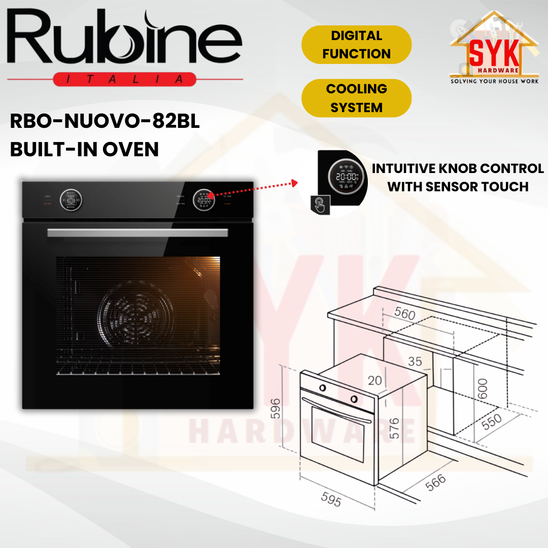SYK Free Shipping Rubine RBO-CAVO-60BL Build In Oven 60 Liters Electric ...
