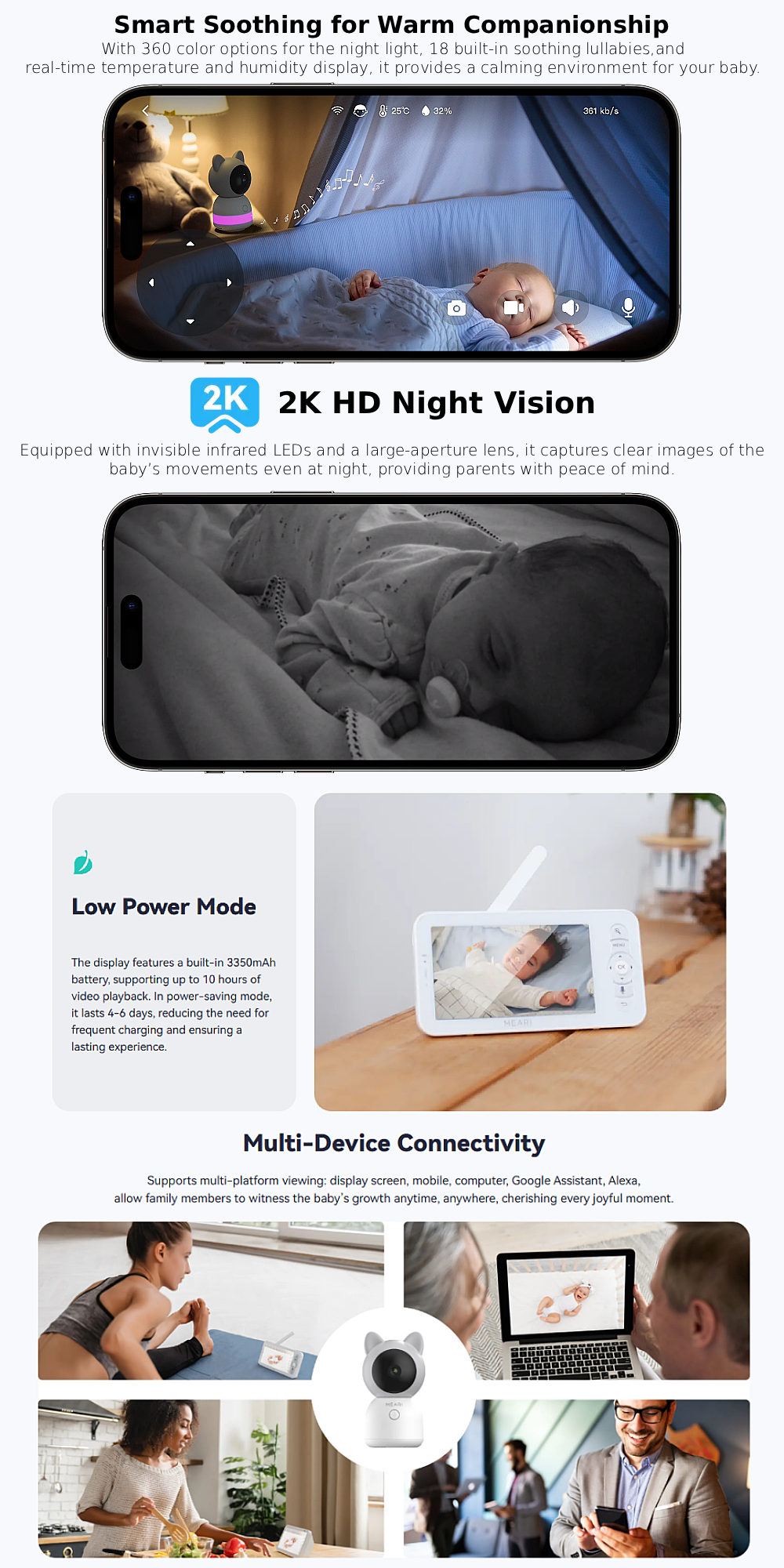 [FOC 64GB SD Card] Meari C1 3MP 2K 360° PTZ Smart Baby CCTV Camera with Screen | Shopee Malaysia