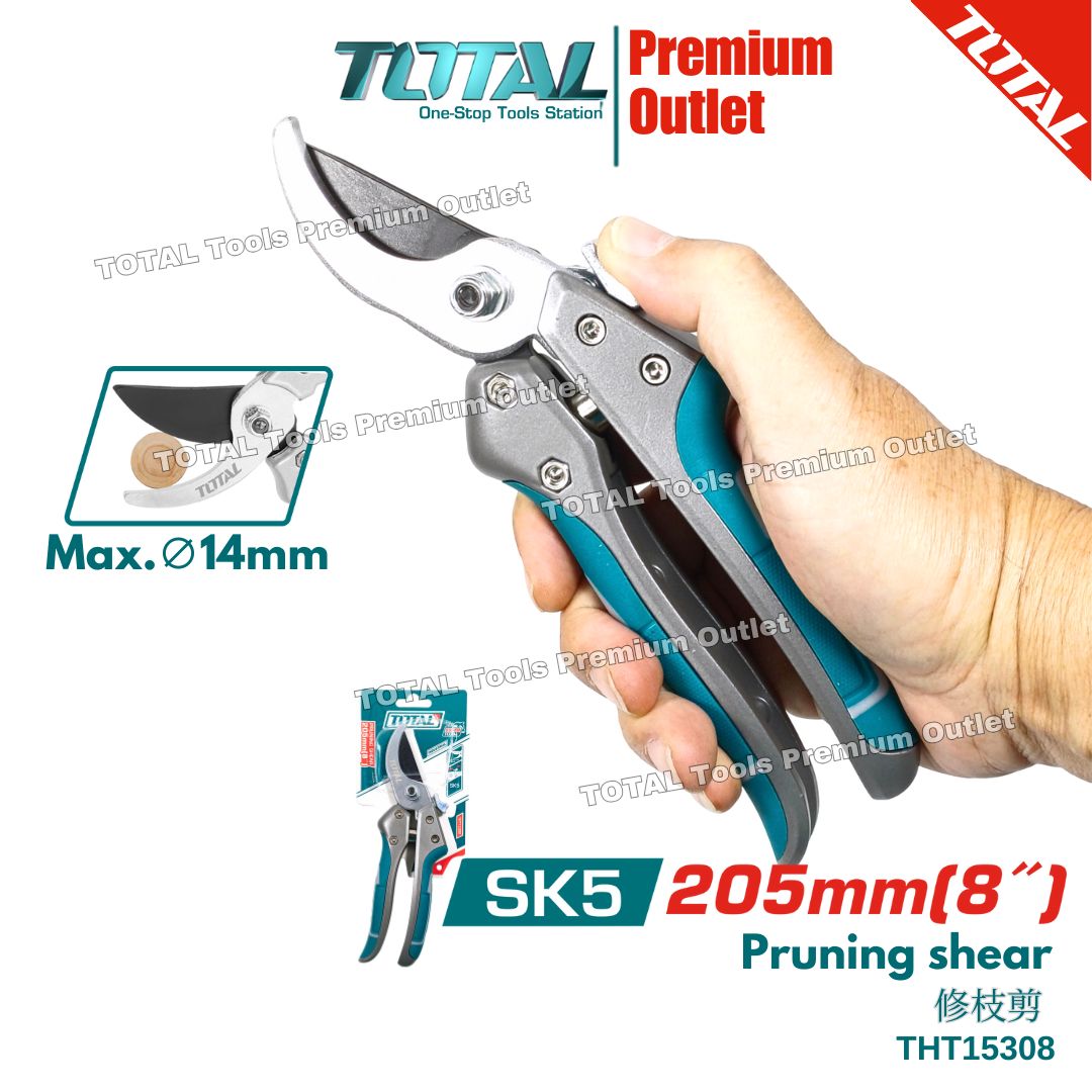 TOTAL Tools New Design 8"/205mm Pruning shear SK5 Aluminum handle with ...