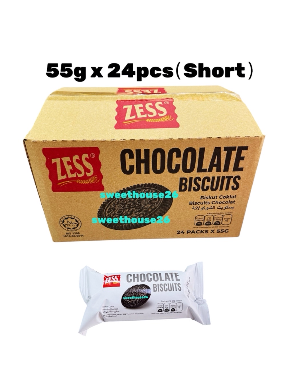 Zess Chocolate Biscuits Coklat Biskut 55g/110g x 24pcs（Halal） | Shopee Malaysia