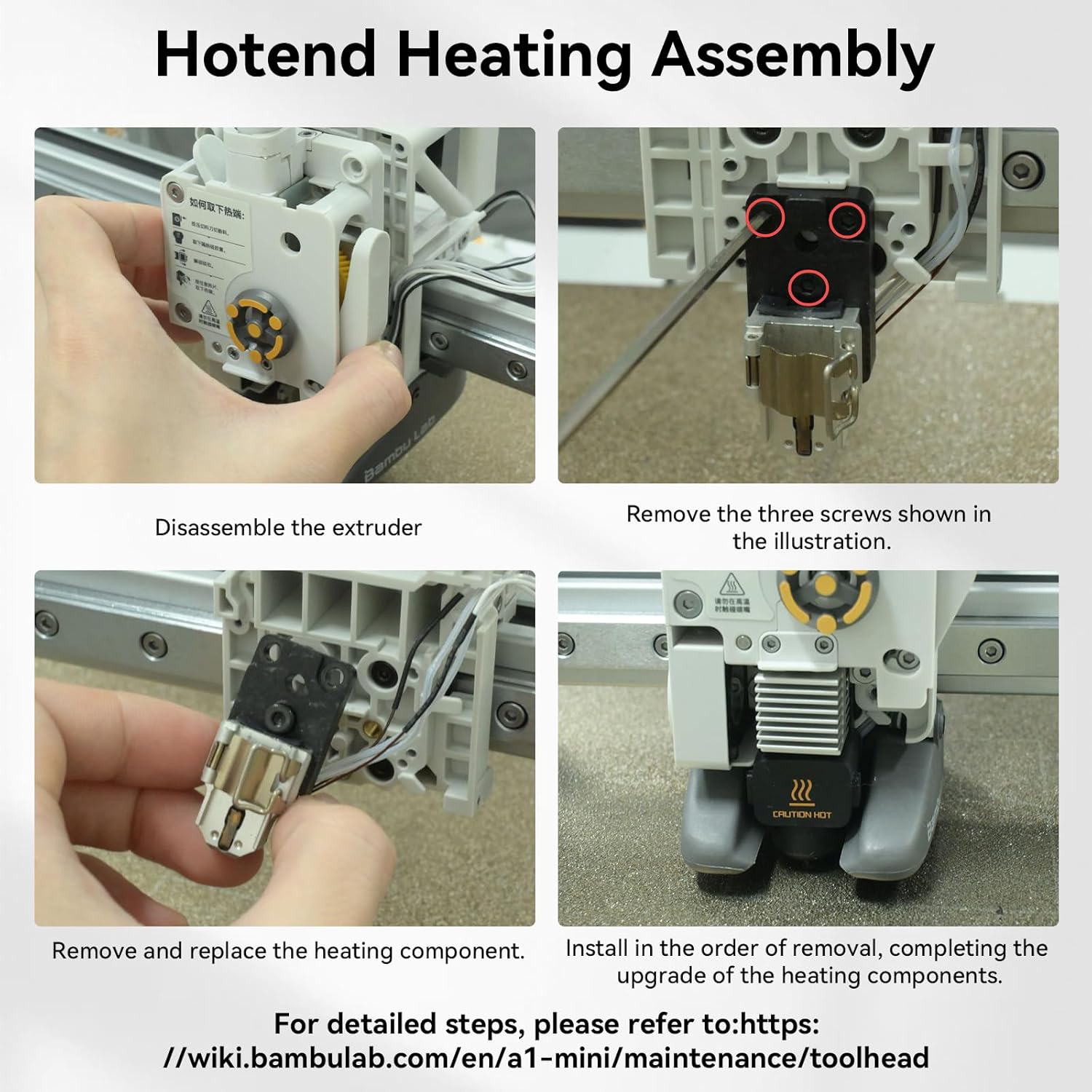 Hotend Heating Assembly Kit for Bambu Lab A1/A1 Mini 3D Printer ...