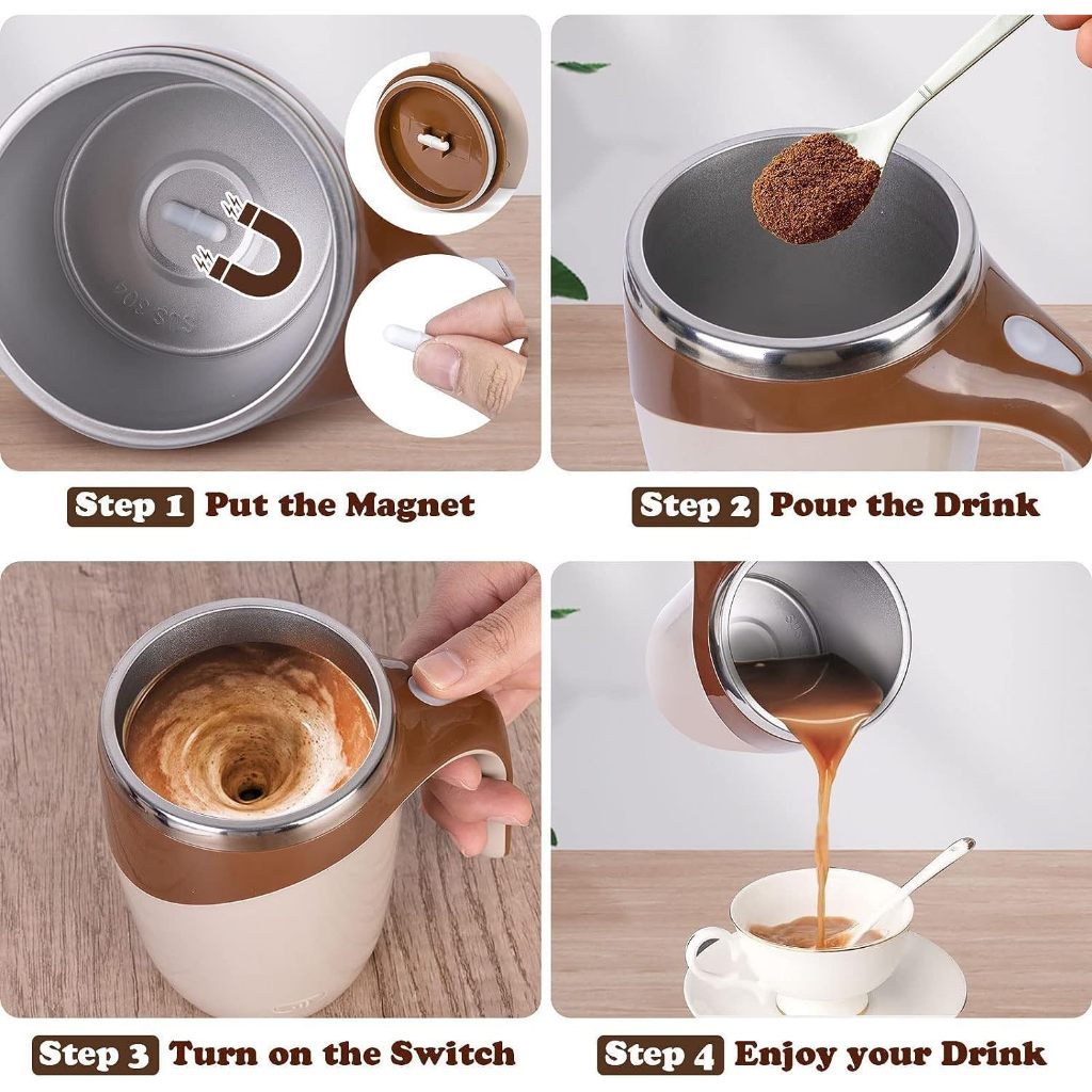 Stir Master Self-Stirring Mug – Rechargeable Magnetic Coffee Cup, 304 ...