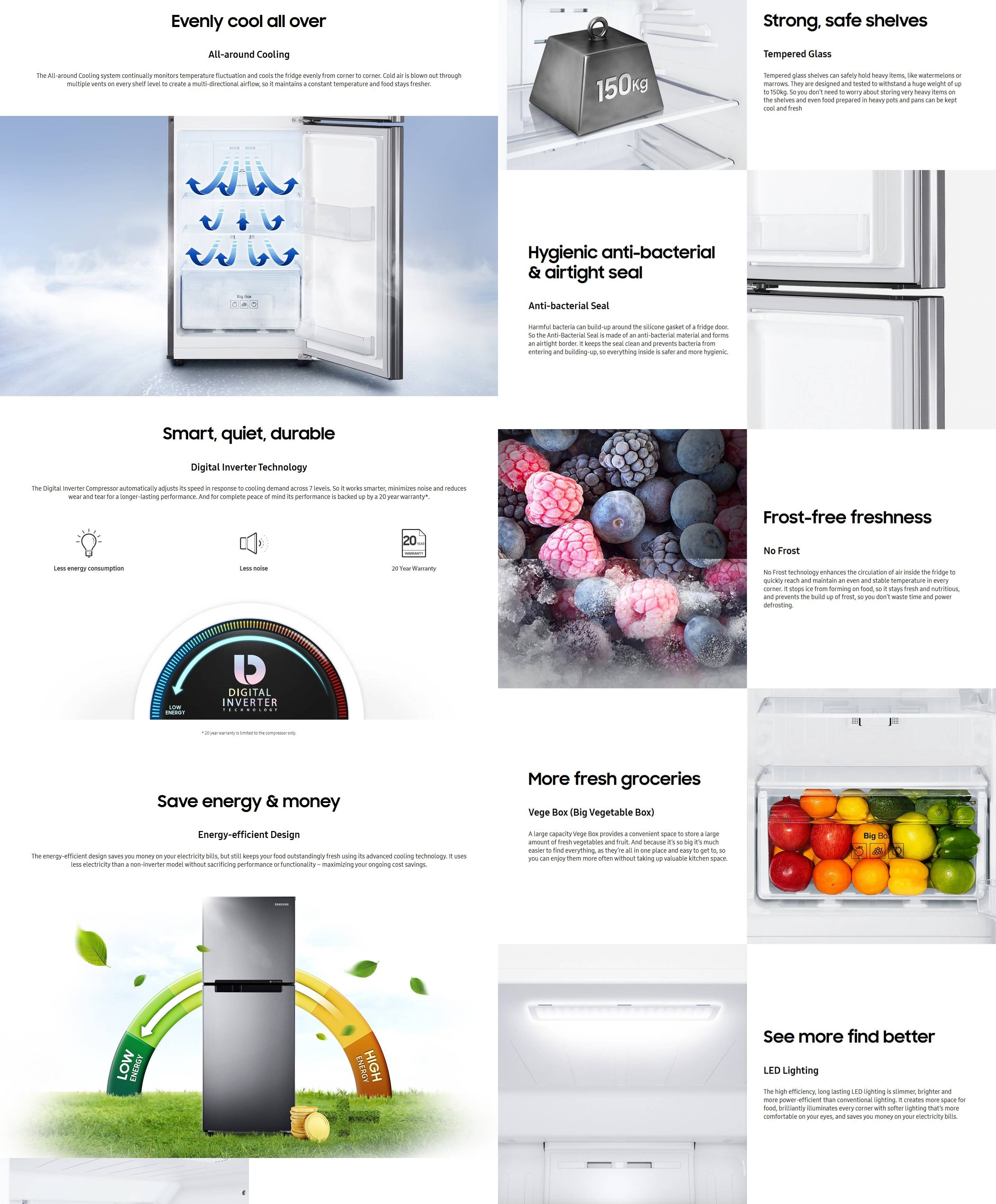 Samsung 203L TMF Refrigerator Digital Inverter Technology | RT19M300BGS ...