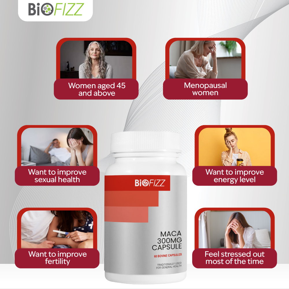 BIOFIZZ Maca Capsule 60's - Menopause Balance Women Health Supplement ...