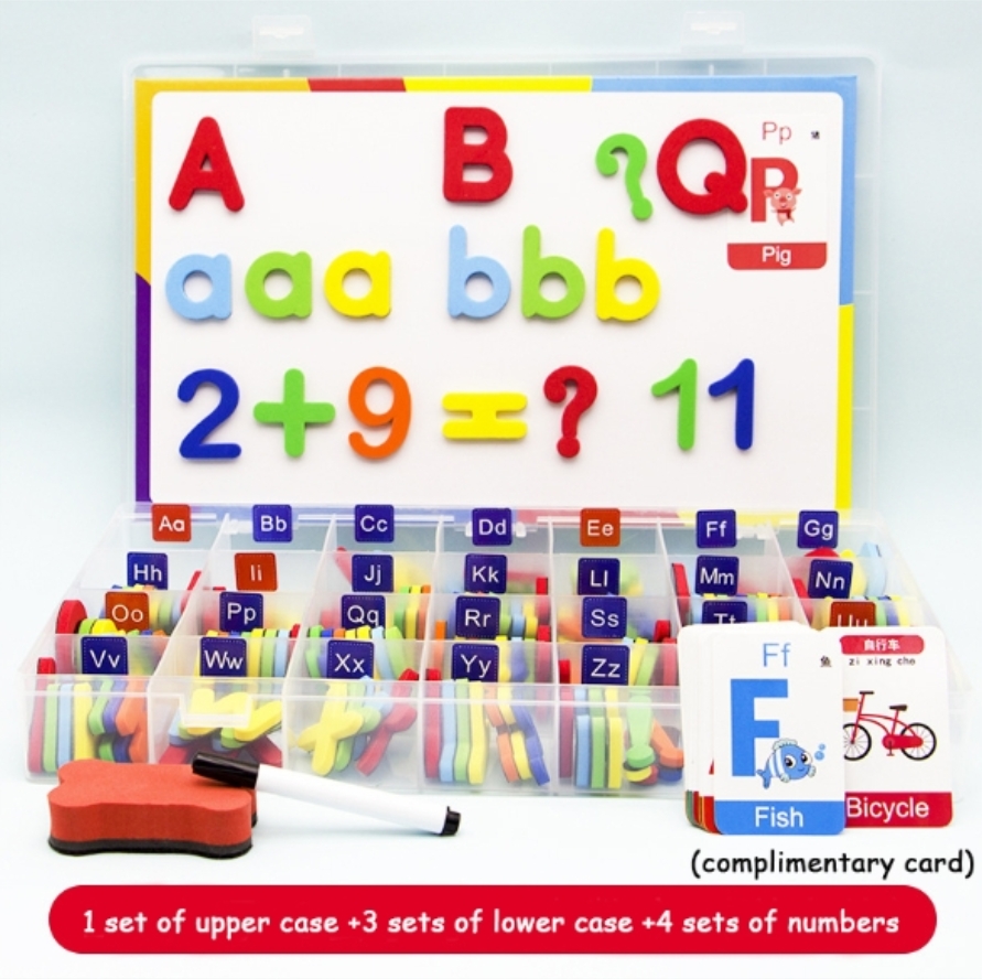 [Box + Whiteboard] Kid Magnetic ABC Alphabet Learn Letters Numbel Set ...