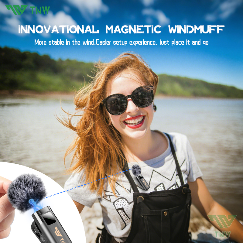 TNW A2/A3 Magnetic Wireless Microphone Noise Cancelling 2-in-1 Mini ...