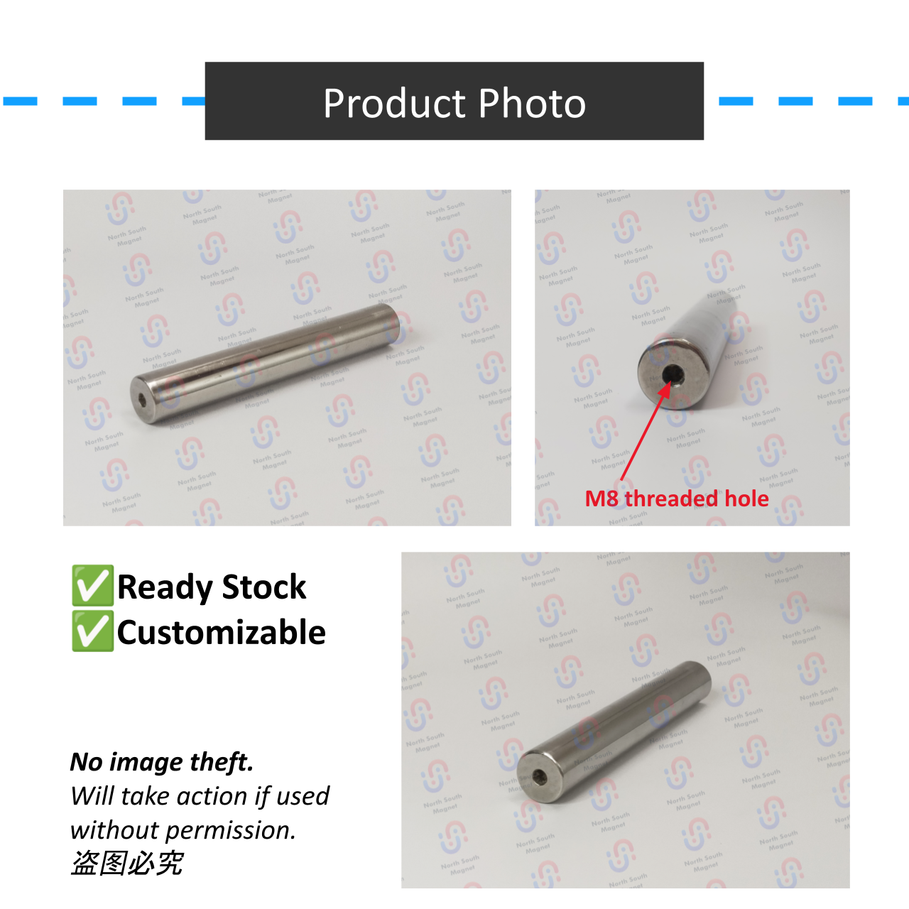 Neodymium Magnet Rod Magnet Bar 10000 gauss 25mmx300mm Magnetic Bar for ...