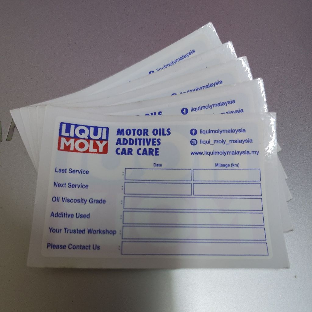 Mileage Sticker for Windscreen for Engine Oil Auto Transmission Fluids ...
