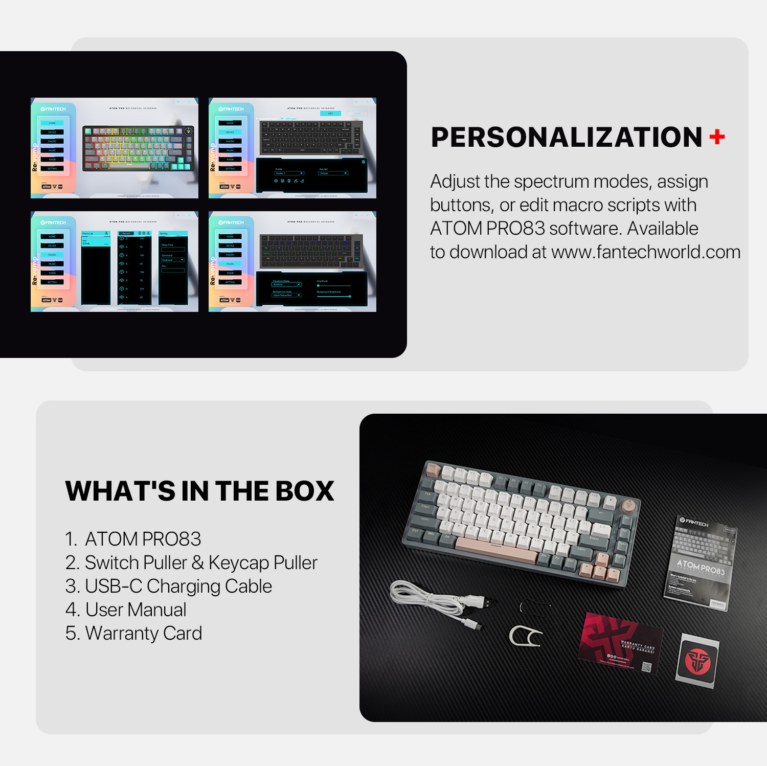 Fantech MK913 Atom PRO83 Mechanical Keyboard 3 Connection Modes Hot ...