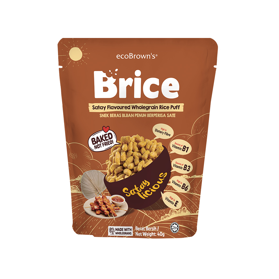 [40g] ecoBrown’s Brice Satay Flavored Wholegrain Rice Puff | Baked, Not ...