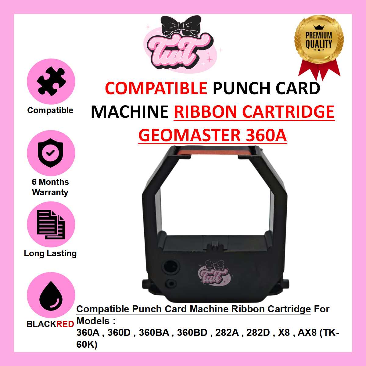 Compatible Geomaster 360A 360-A 360 A 360 Ribbon Cartridge Punch Card Time Recorder Machine for ...