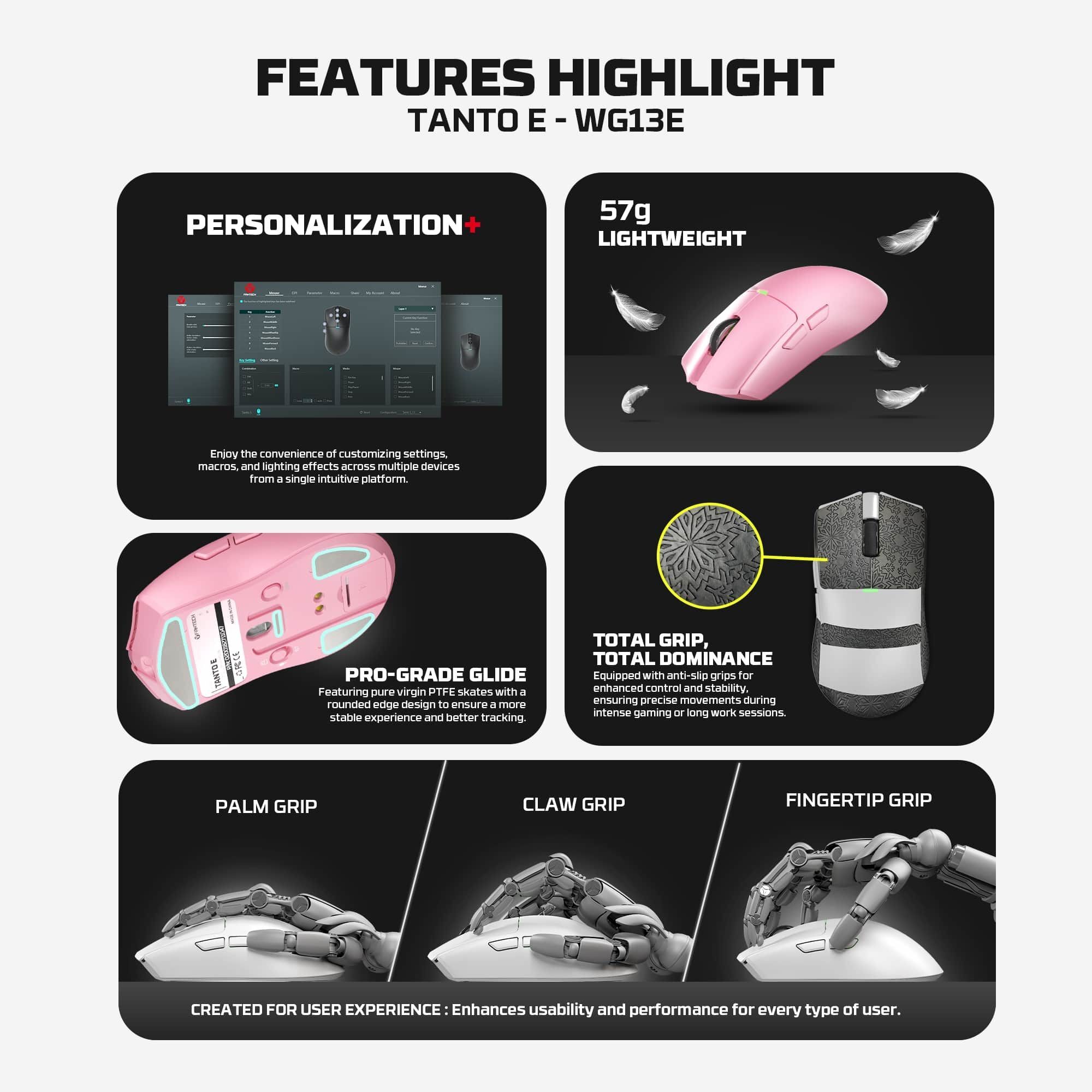 Fantech WG13E TANTO E Wireless Gaming Mouse 1K Polling Rate Pixart 3311 ...