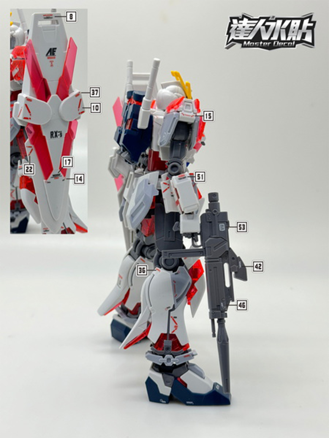 (Master) Waterslide Decal - HG 1/144 RX-9 Narrative (Fluorescent) Model ...