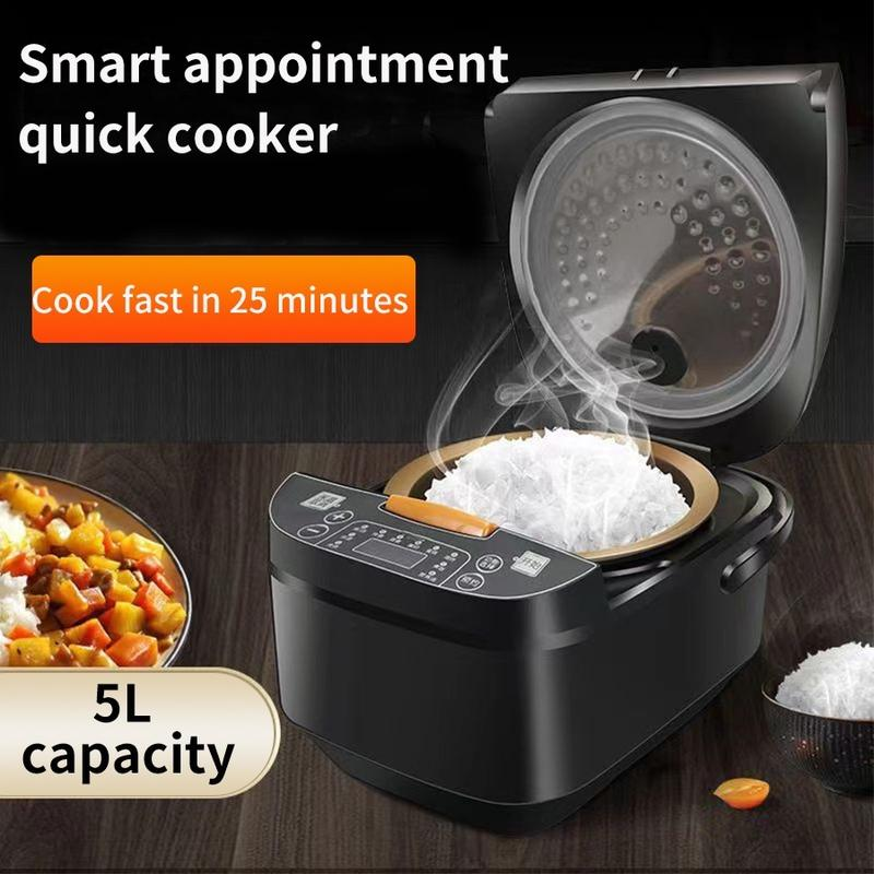 【Ready Stock】Rice Cooker 5L Big Rice Cooker Black Smart Screen Electric ...