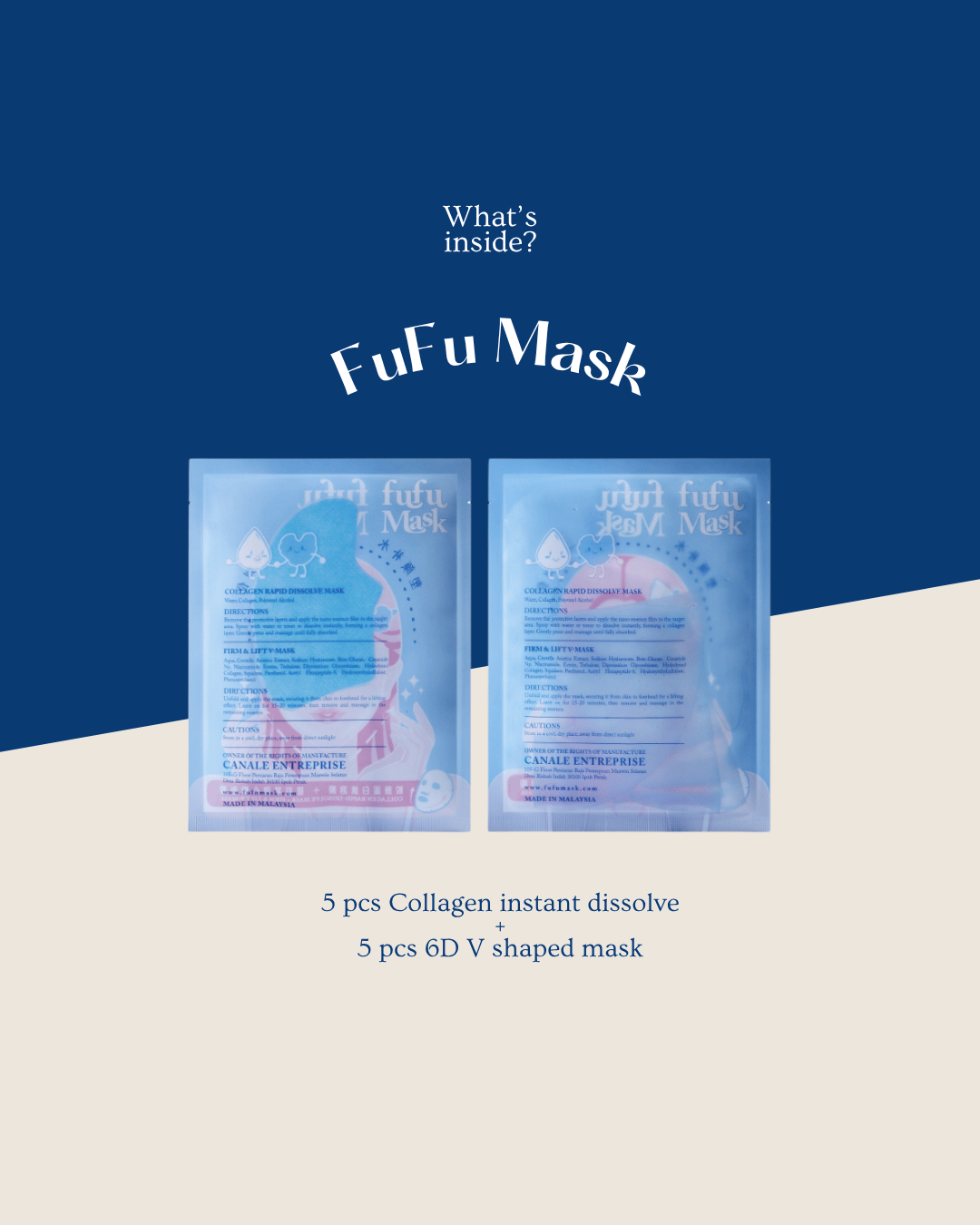Fufu Mask V face Collagen Rapid Dissolve Anti Aging Whitening Moisture ...