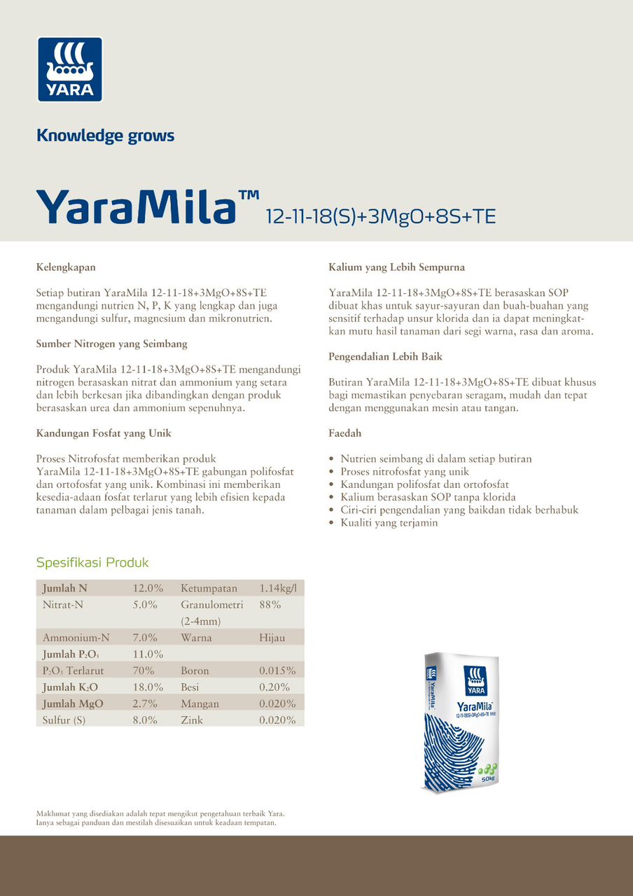 YaraMila baja kimia Compound Fertilizer 1kg Micronutrients | Shopee ...