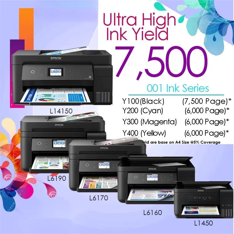 Epson 001 INK BOX BLACK/C/M/Y FOR L4150 L4160 L4260 L6160 L6170 L6270 ...