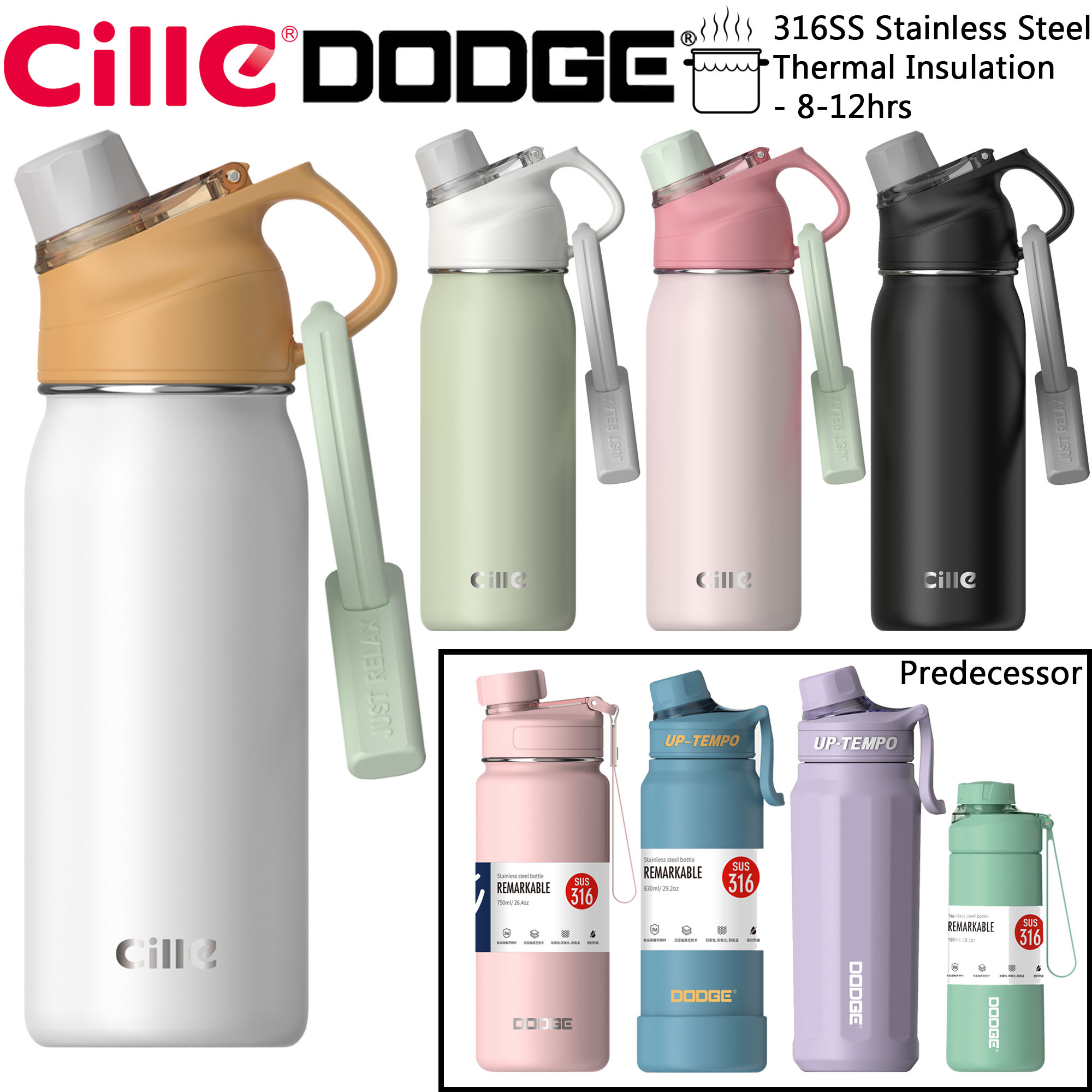 Cille Dodge 630ml Macaroon Direct 316SS Stainless Steel Vacuum Flask ...