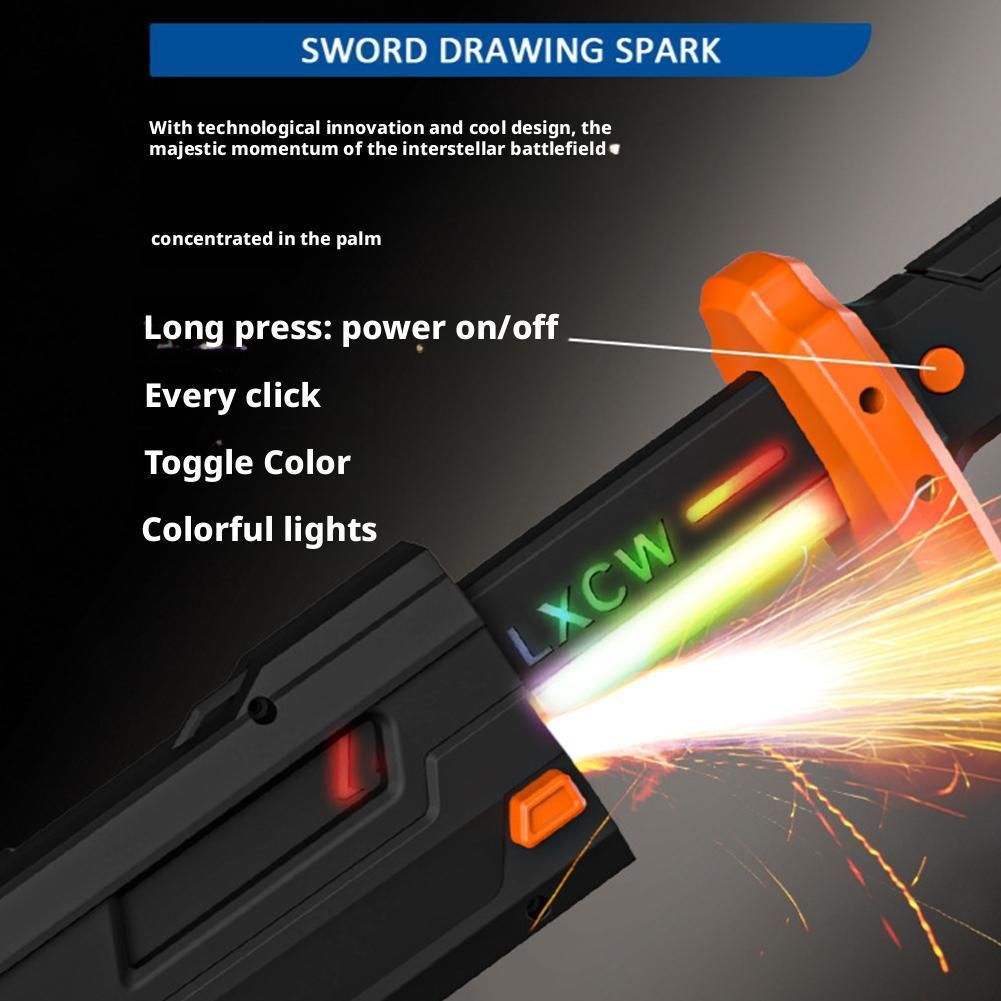 42CM Colorful Streamer Glowing Sparkblade Sword Toy with Spark & Smoke ...
