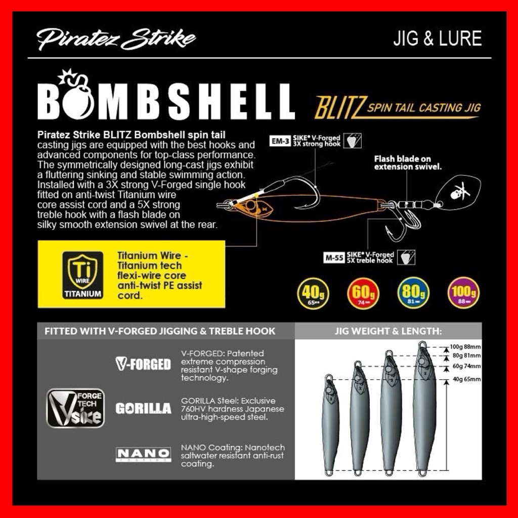 Piratez Strike Bombshell Blitz Spin Tail Casting Jig Sike Lure Bait ...