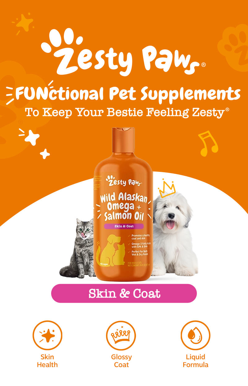 Zesty Paws Pure Wild Alaskan Omega-3 Salmon Oil for Dogs Cats Skin ...