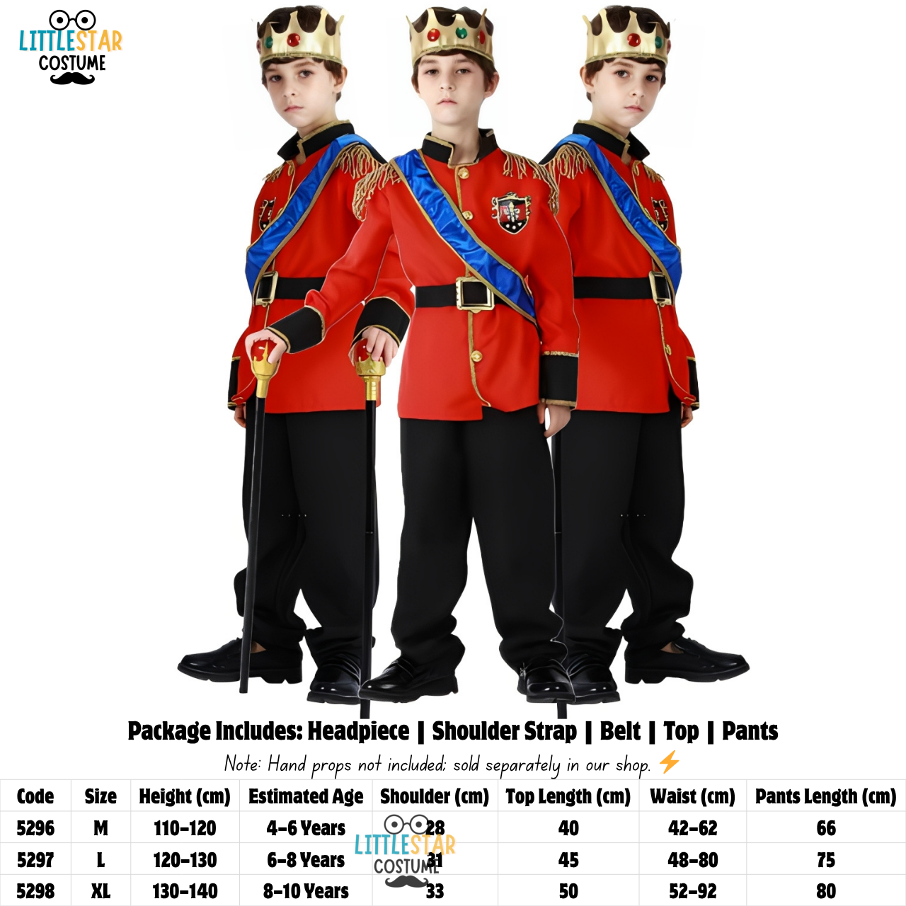 Royal Boys Costume for Kids Prince & King Halloween Cosplay Outfit for ...