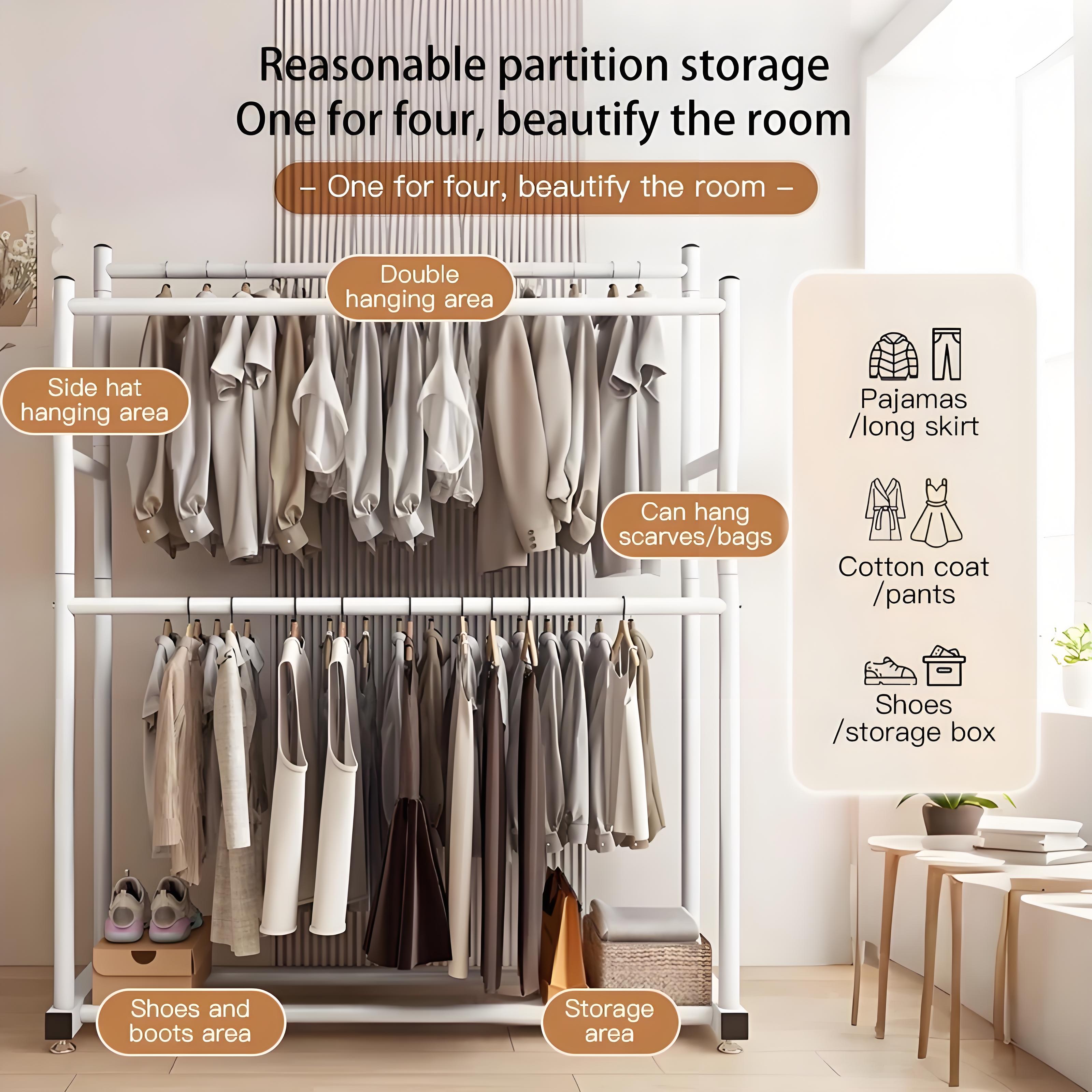 Double Pole Garment Rack Strong Steel Clothes Rack Rak Baju Besi ...