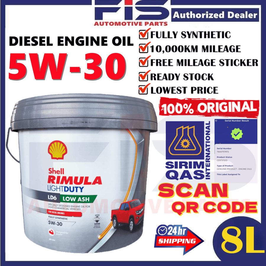 FIS Original Shell Engine Oil 5W30 Rimula LD6 Low ASH Diesel Engine ...