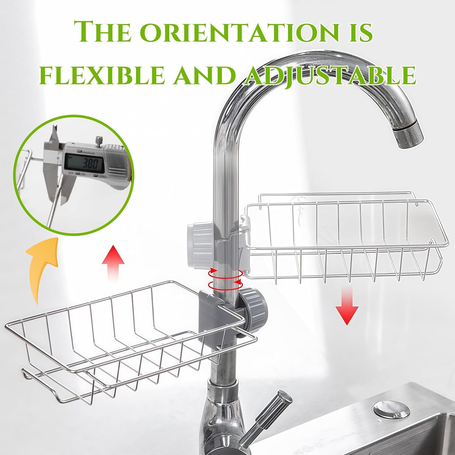Adjustable Faucet Storage Rack Stainless Steel Sink Dishwasher Water ...