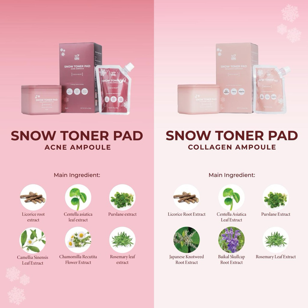 DHERBS Snow Toner Pad Acne & Collagen Combo | Shopee Malaysia