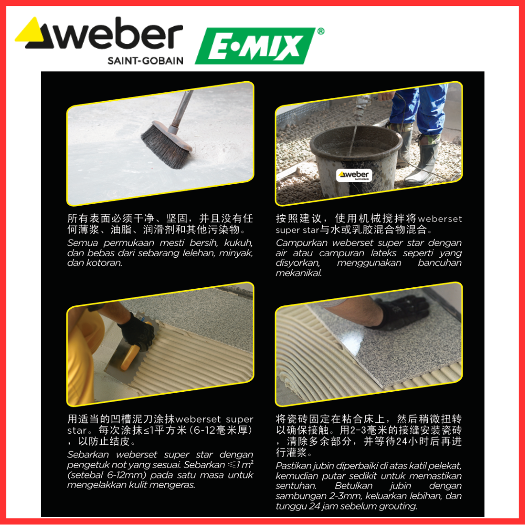 WEBERSET SUPER STAR 20KG Belcem Weber Superstar Tile Adhesive / Cement ...