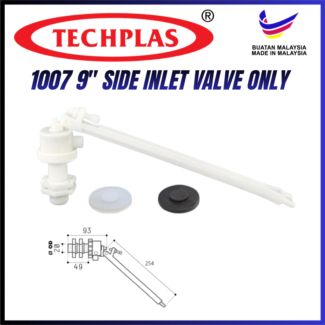 TECHPLAS FAI-1007 9" SIDE INLET VALVE WITH BALL PLASTIC CISTERN FLOAT ...