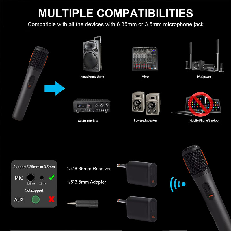 JBL PartyBox Wireless Microphone, UHF Automatic Frequency Portable Home ...