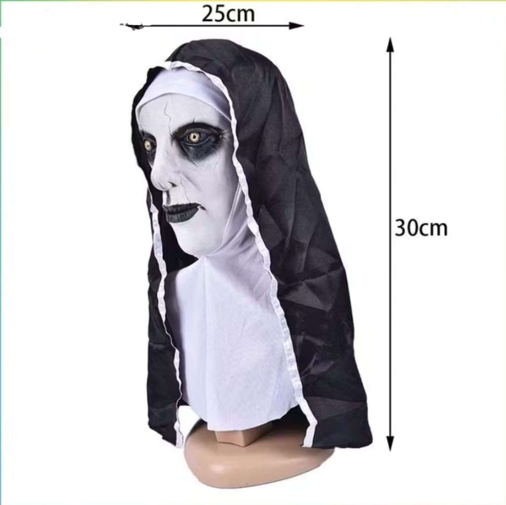 topeng hantu seram rumah hantu takut The Horror Scary Nun Latex Mask ...