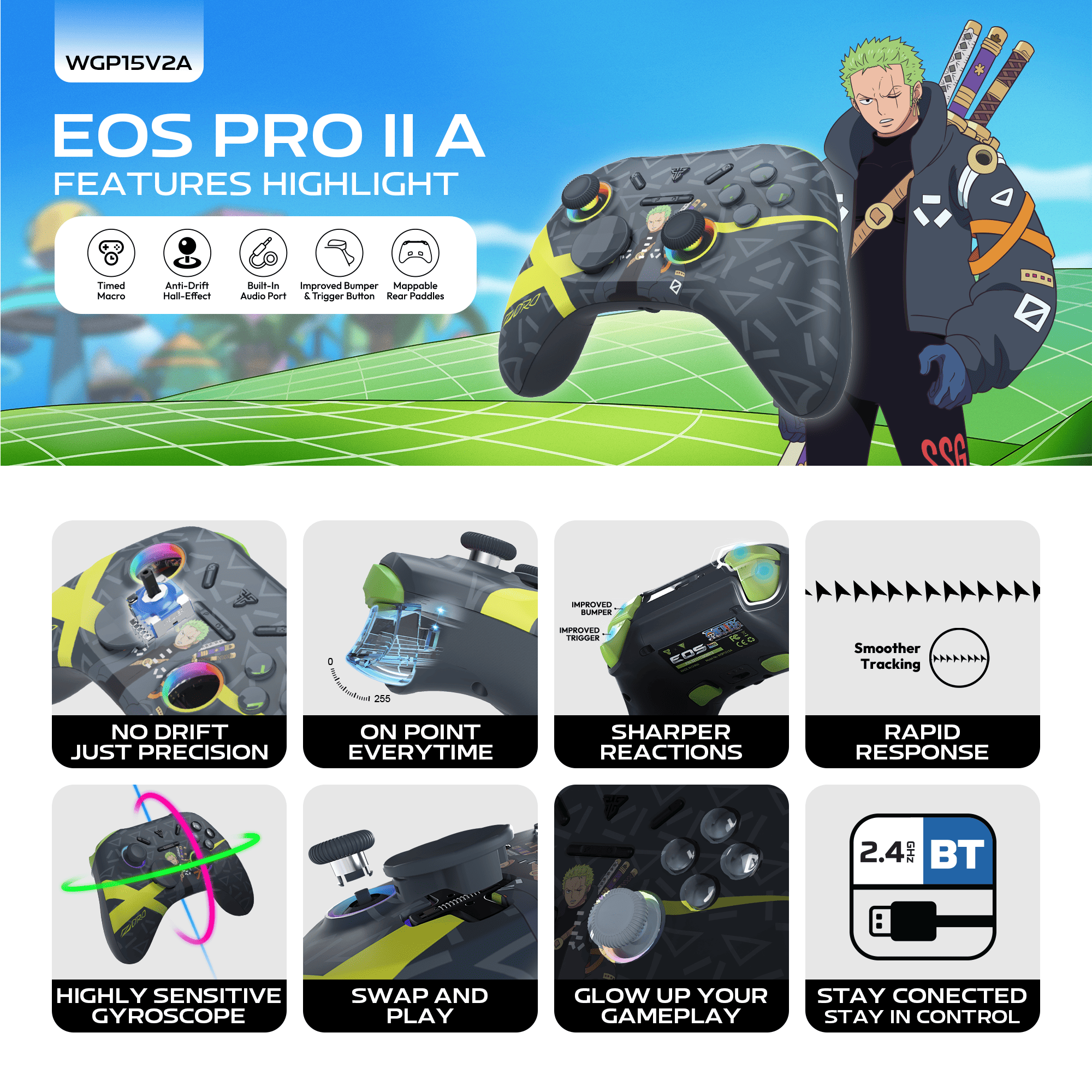 Fantech x One Piece Zoro EOS Pro II WGP15v2A Gaming Controller | Anti ...