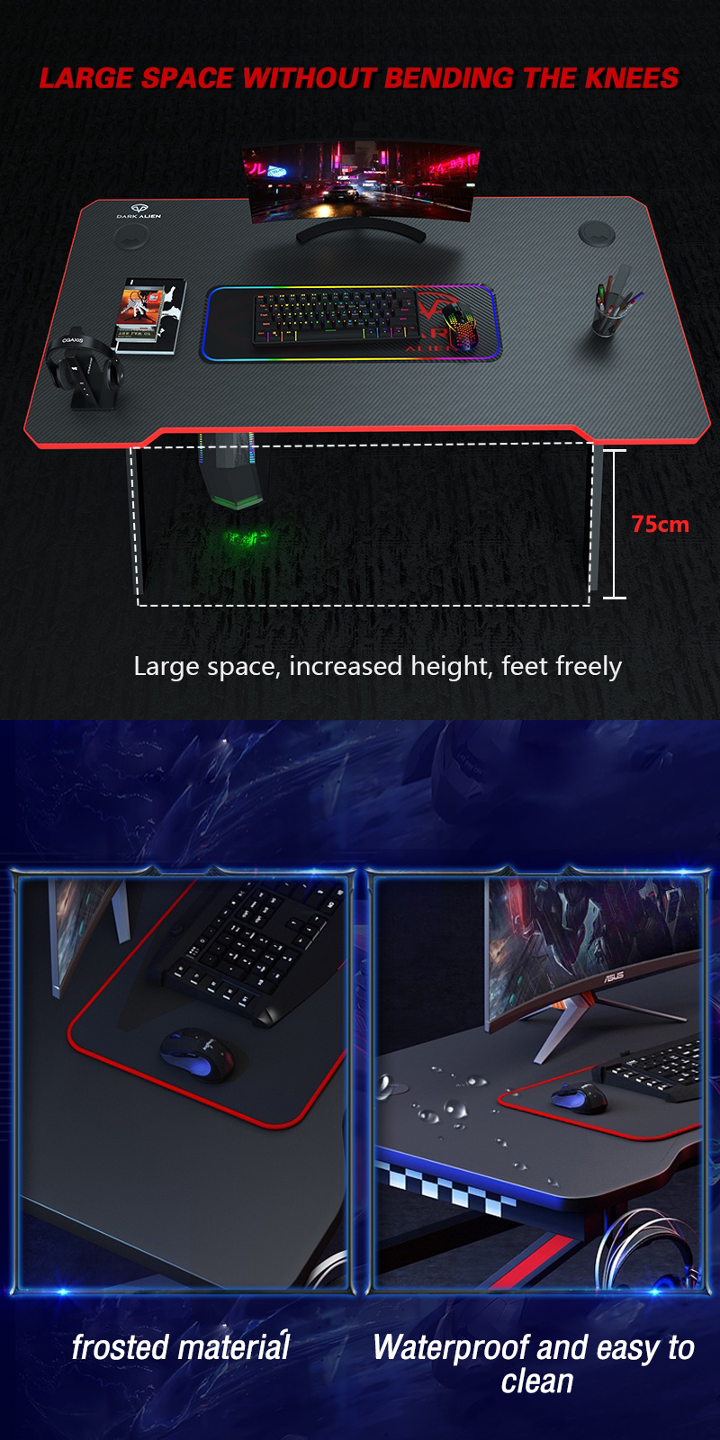 FIVE STAR Computer Gaming Table Learning Writing Desk Bedroom PC Table ...