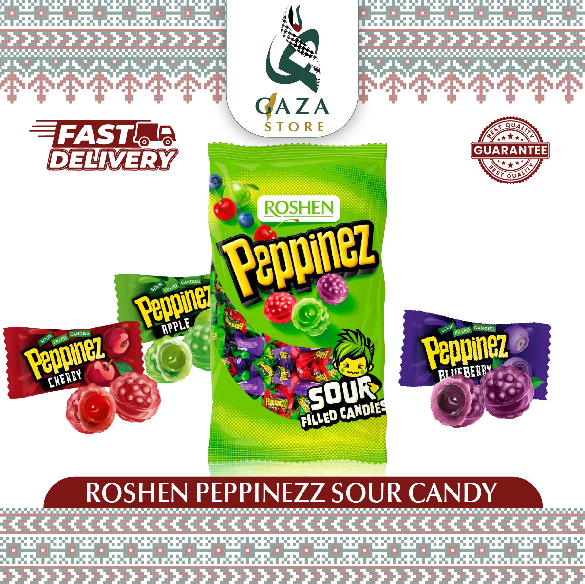 ROSHEN PEPPINEZZ FRUIT SOUR CANDY | GULA GULA MASAM PERISA BUAH | Mix ...