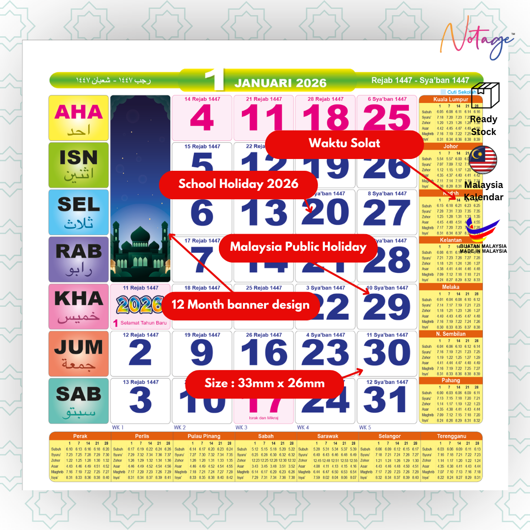 Year 2026 Kalendar Hijrah Table Calendar Desktop Flip Calendar Islamic ...