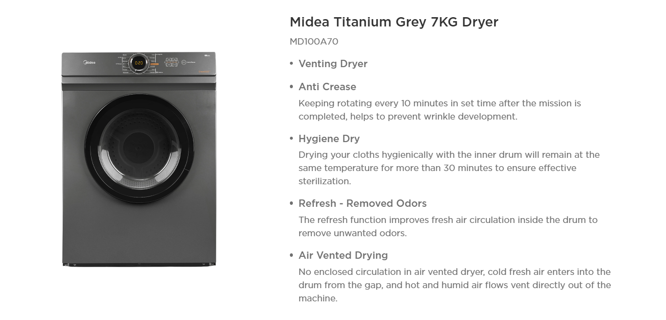 Midea / Haier / Pensonic Venting Clothes Dryer Machine Pengering Baju ...