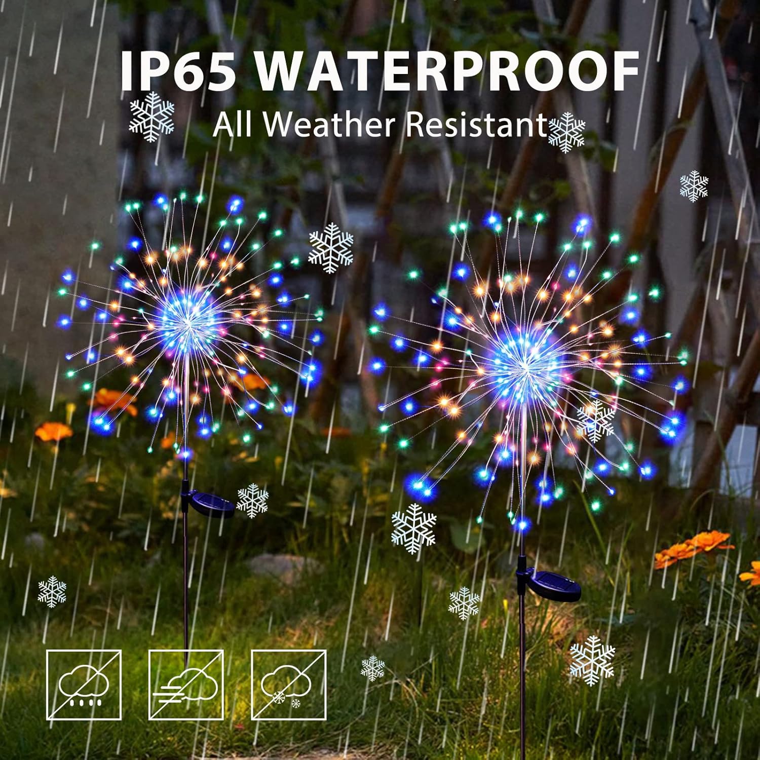 Solar Firework Lights Outdoor Decorative 8 Modes Garden Light ...