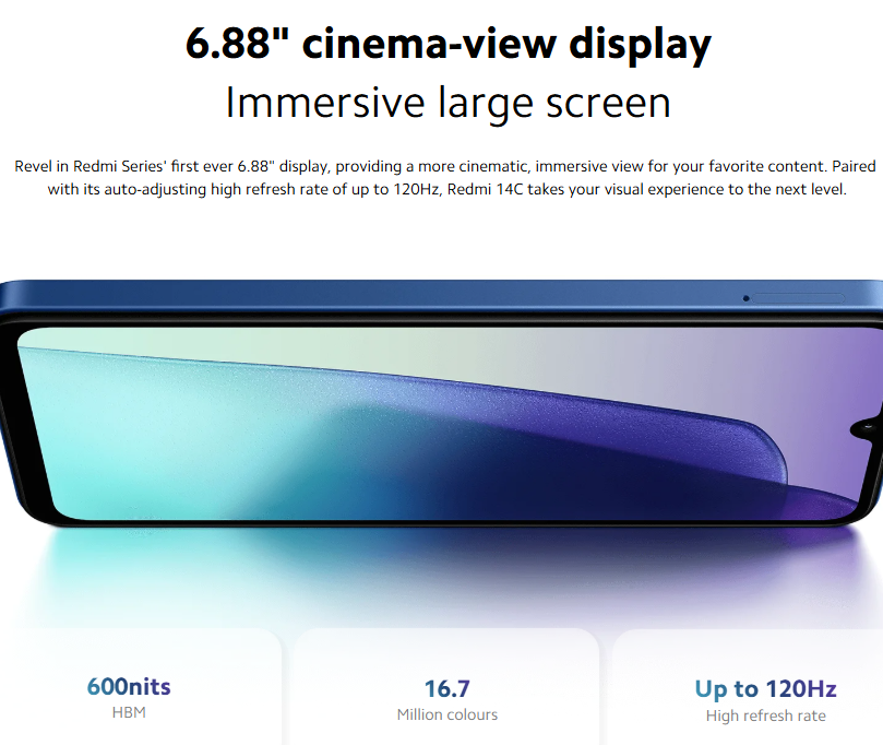 redmi 14c|6.88-inch large screen|50MP AI camera|5160mAh battery ...