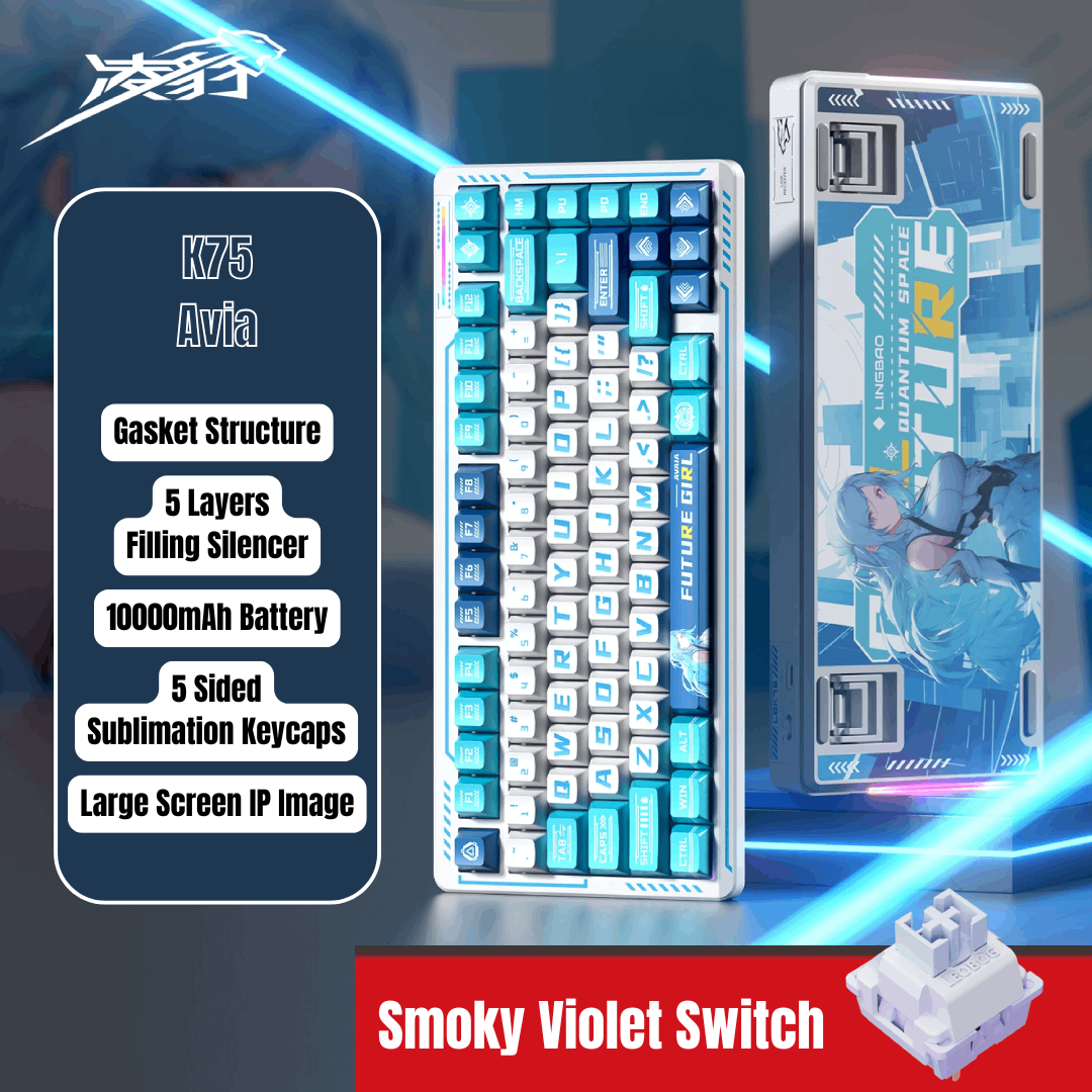 Lingbao K75 Tri-Mode Wireless Gaming Keyboard Mechanical 75% Layout ...