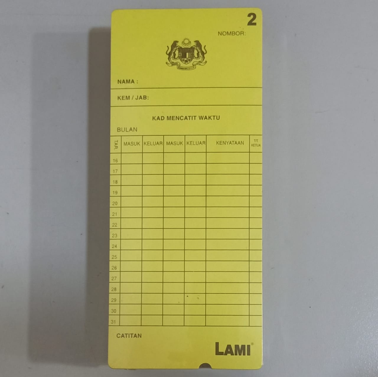 Punch Card For Time Recorder Punch Card Machine / Kad Perakam Masa ...