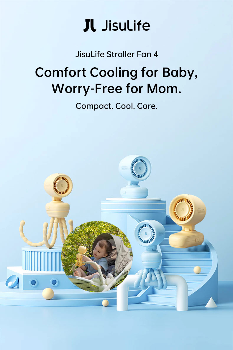 JisuLife Stroller Fan Life4 Portable Baby Stroller Fan 5000mAh 38H Long ...